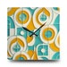 Retro Mid Century Modern Acrylic Wall Clock Square Aqua Yellow White ...