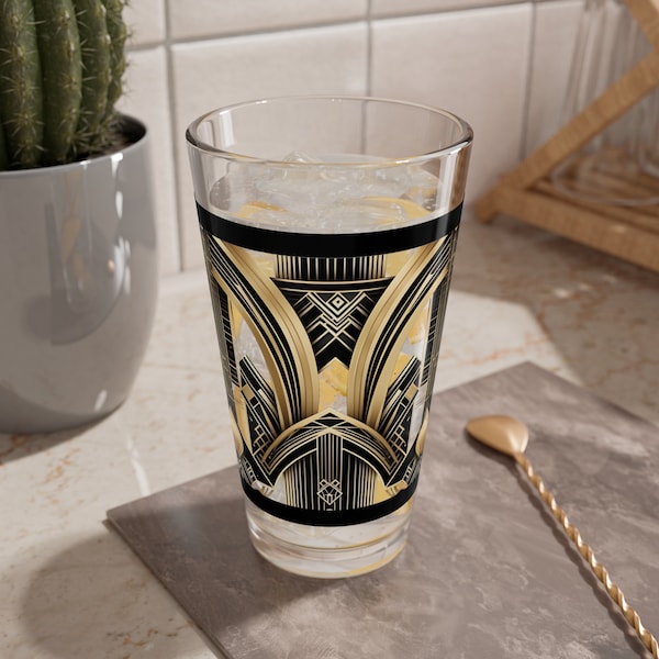 Art Deco Pint Glasses - Etsy