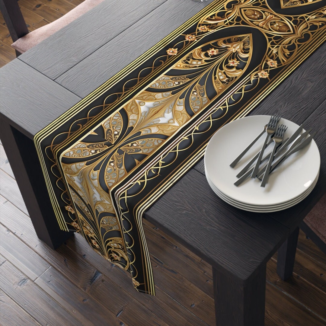 Gold Gatsby Table Runner Art Nouveau 1920s Style Home Decor Brown Gold ...