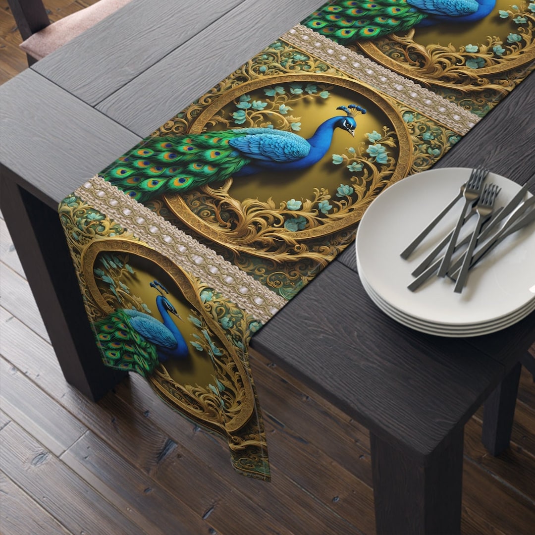Peacock Table Runner Cottagecore Art Nouveau Decor William Morris ...