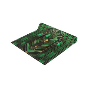 Art Deco Gatsby Table Runner Aesthetic Green Gold Geometric Catsby ...