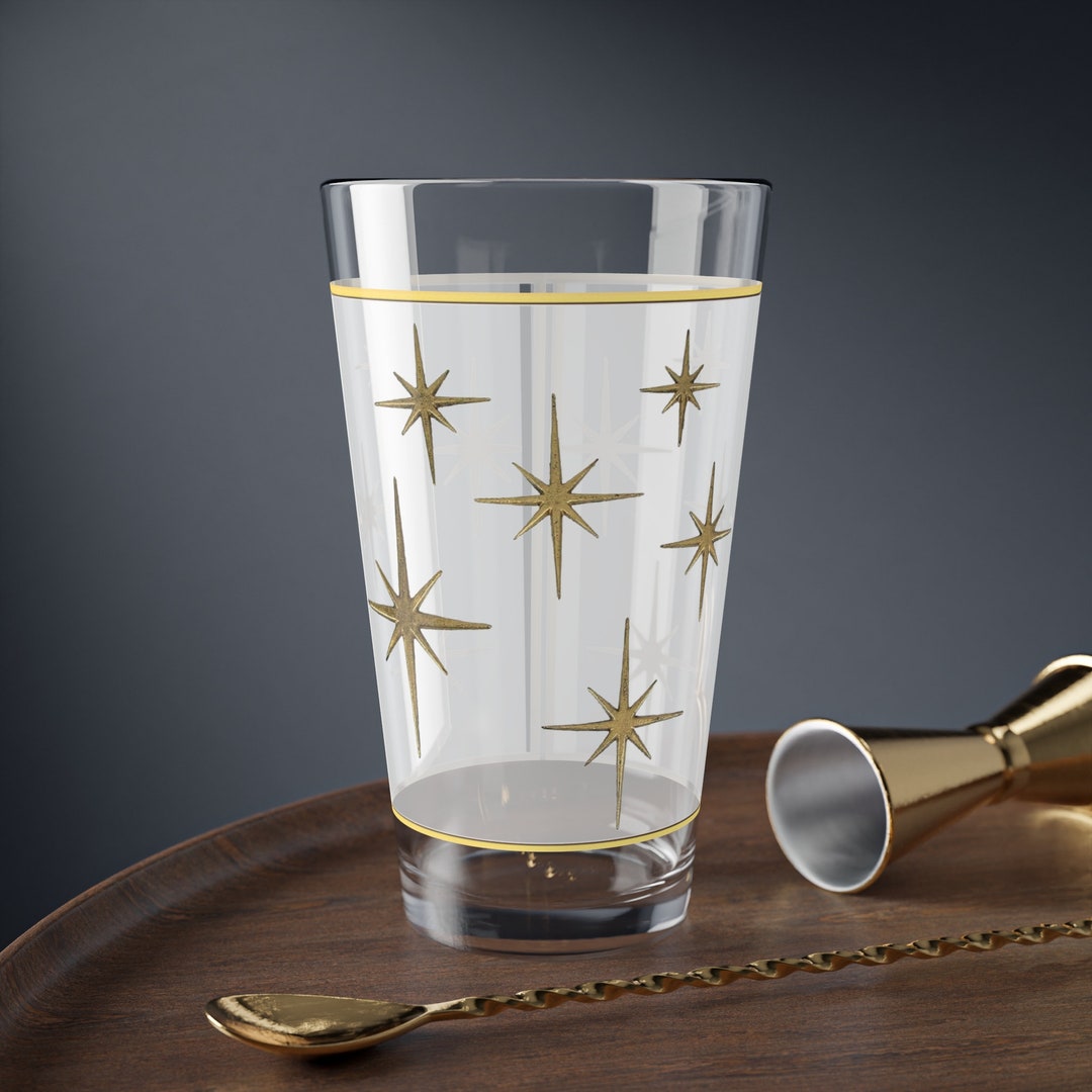 Starburst Mid Century Modern Drinking Water Glass Retro Modern Atomic ...