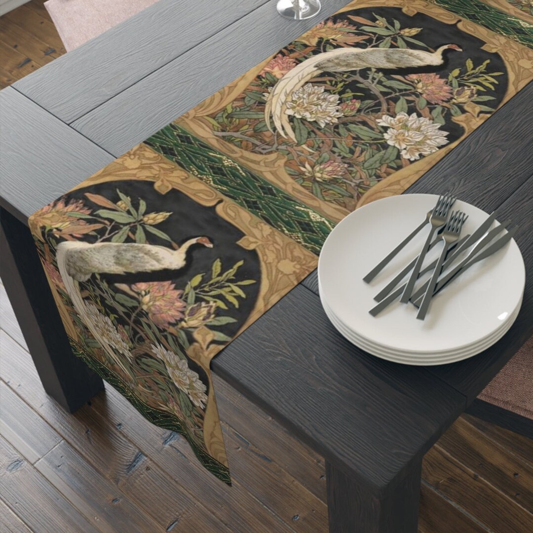 Peacocktable Runner William Morris Inspired Art Nouveau Cottagecore ...