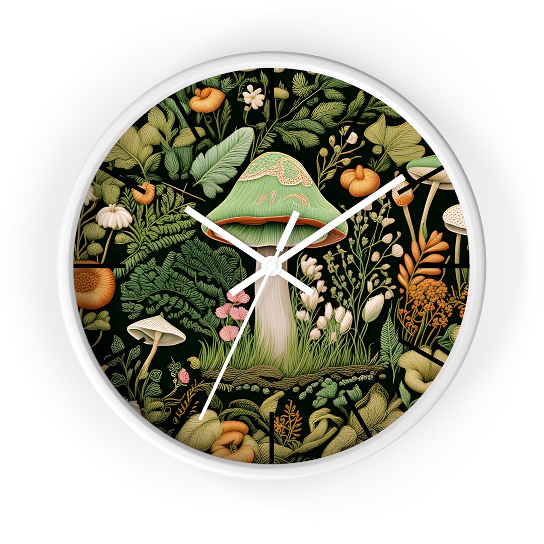 Mushroom Wall Clock William Morris Inspired Cottagecore Forestcore ...