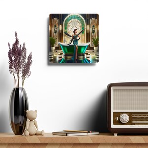 Green Art Deco Clock Bathroom Clock Gatsby Style Square Wall Clock ...