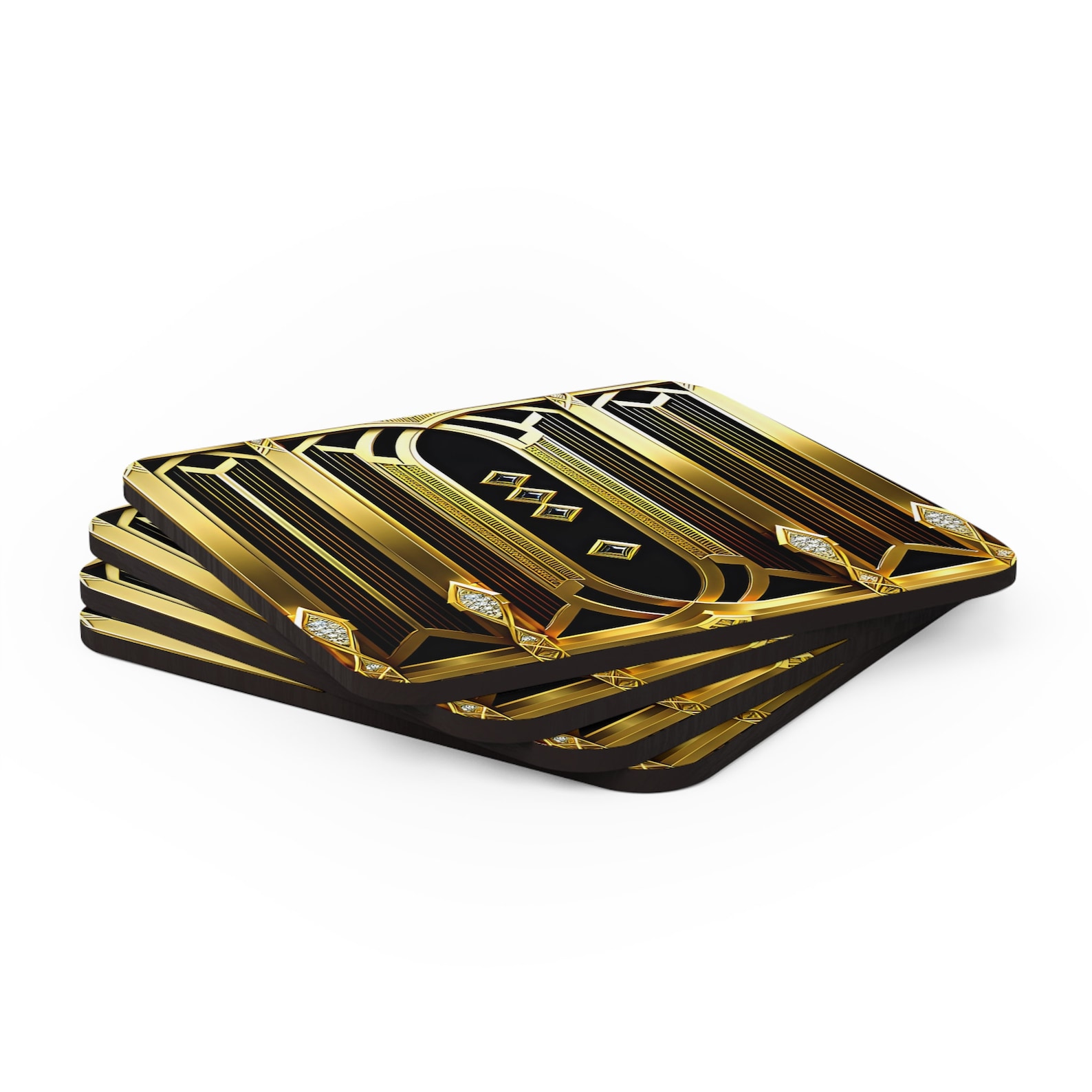 Art Deco Black Gold Coaster Set Art Deco Gatsby Inspired Coasters Old ...