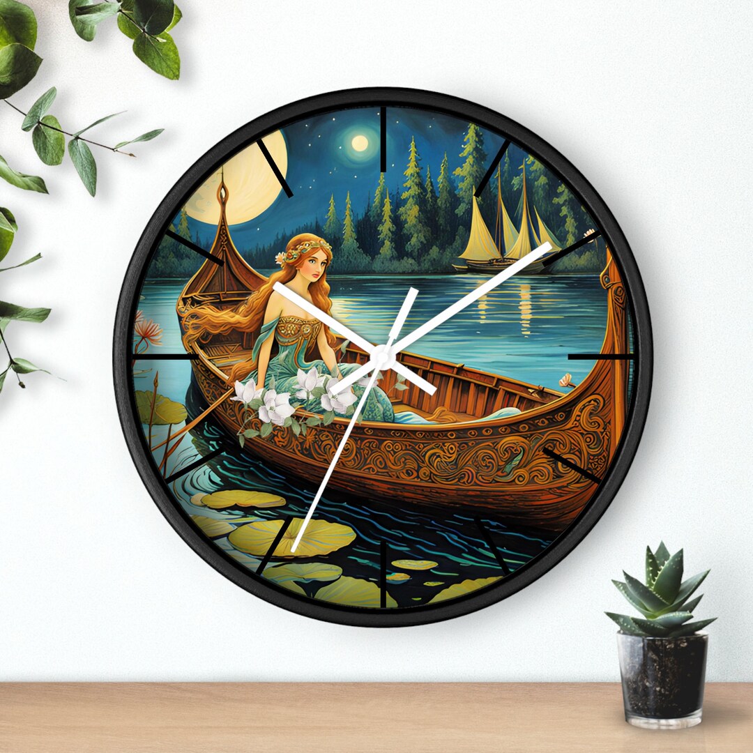 Mermaid Clock Art Nouveau Wall Clock Moon Walter Crane Inspired Unique ...