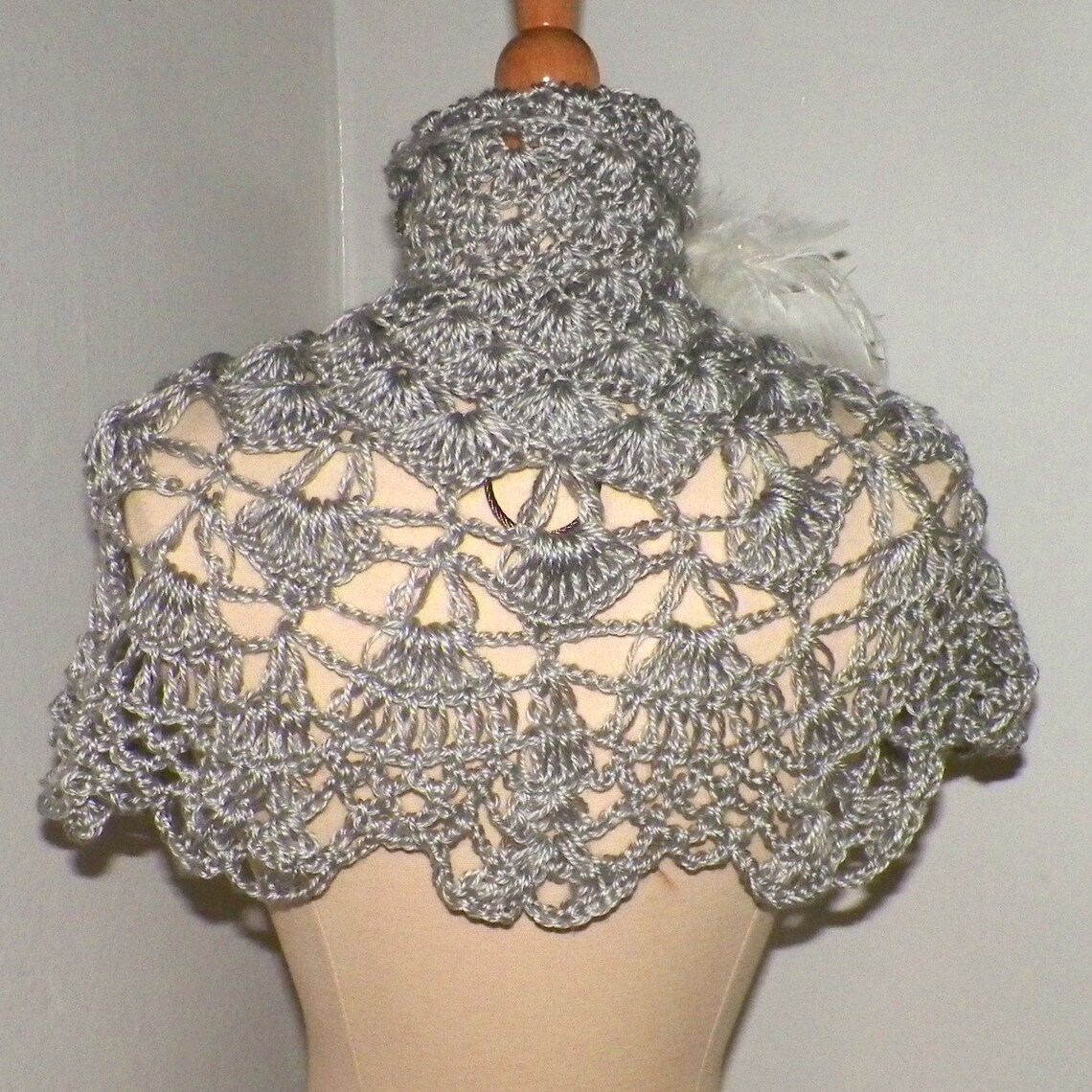 Silver Gray Collar High Neck Victorian Cape Capelet Bridal | Etsy