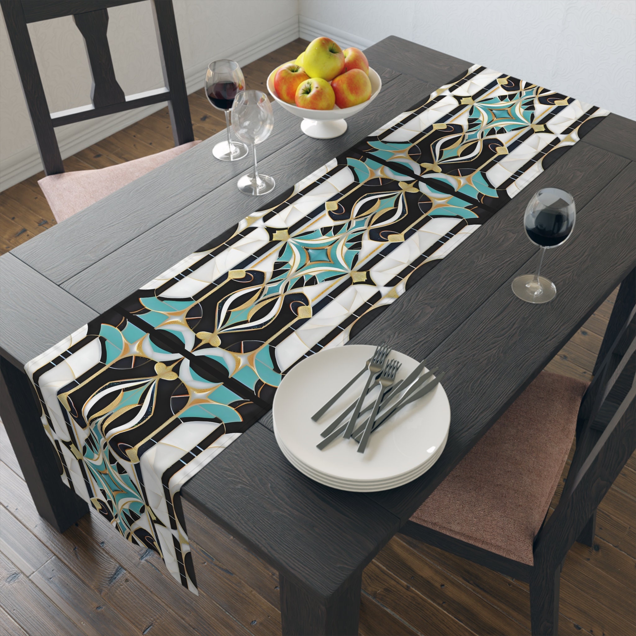 Copy of Table Runner Gold Black Gatsby Table Cloth Art Deco 1920s Style ...