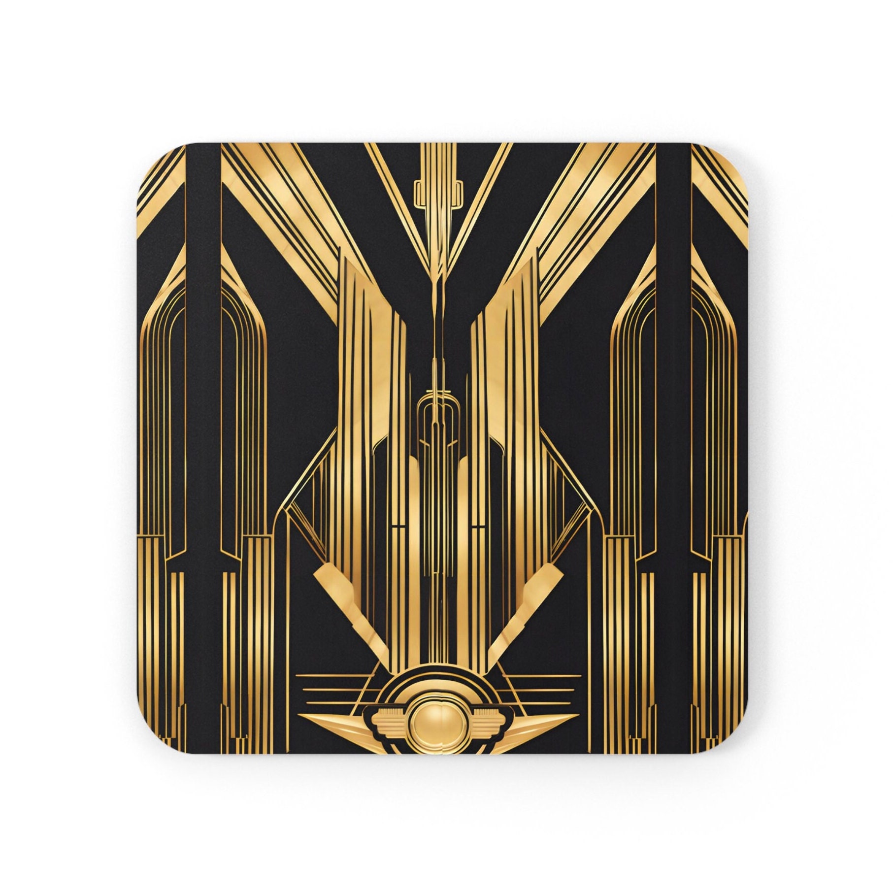 Art Deco Black Gold Coaster Set Old Hollywood Style Gold Decorative ...