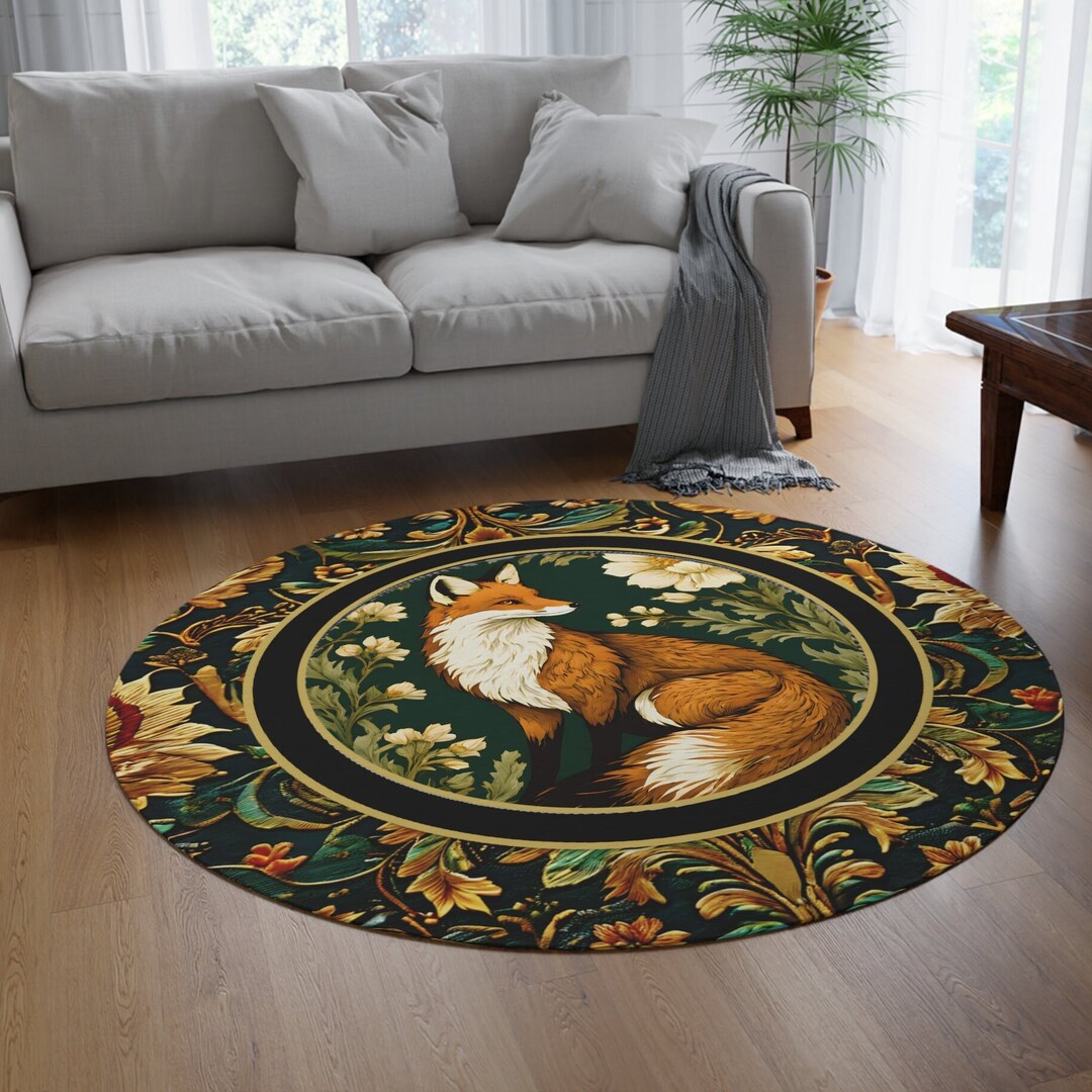 Cottagecore Fox William Morris Inspired Forestcore Round Rug Living ...