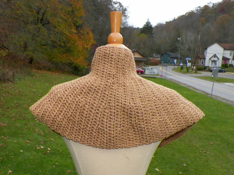 Capelet Highland Tan Cape Button Scarf Collar Beige Brown | Etsy