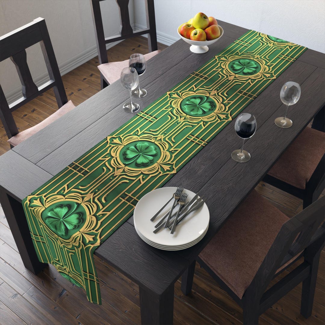 Art Deco Celtic Table Cloth Gatsby Shamrock Irish Retro Style Table ...