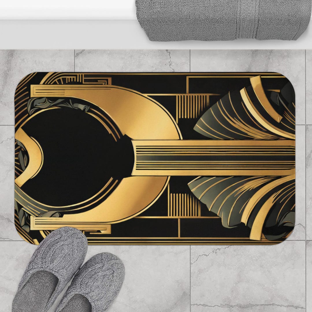 Retro Gold Art Deco Bath Mat Gatsby Bathroom Home Bath Decor Rug Home ...