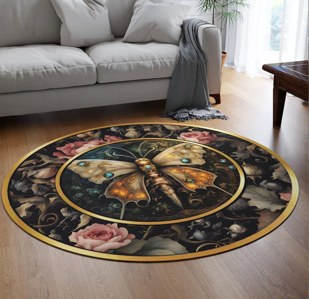 Cottagecore Rug Moth Roses Dark Aesthetic William Morris Inspirted ...