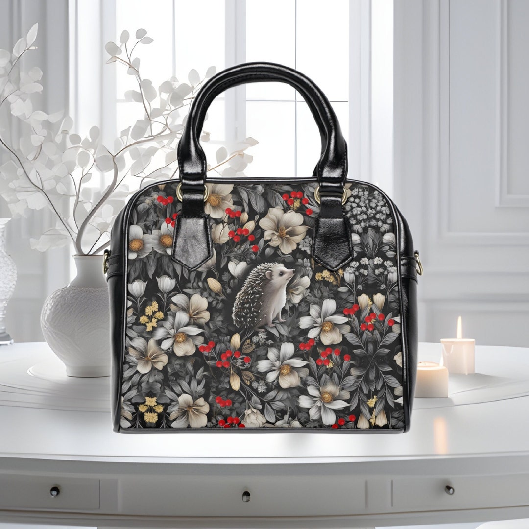 Hedgehog Cottagecore Shoulder Handbag Wiliam Morris Inspired Gray Purse ...