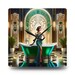 Green Art Deco Clock Bathroom Clock Gatsby Style Square Wall Clock ...
