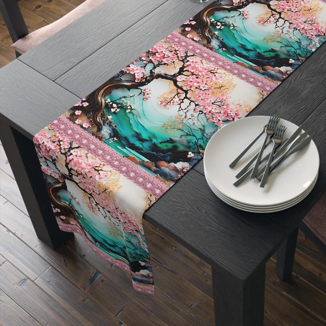 Sakura Table Runner Cherry Blossoms Asian Japanese Inspired Art ...