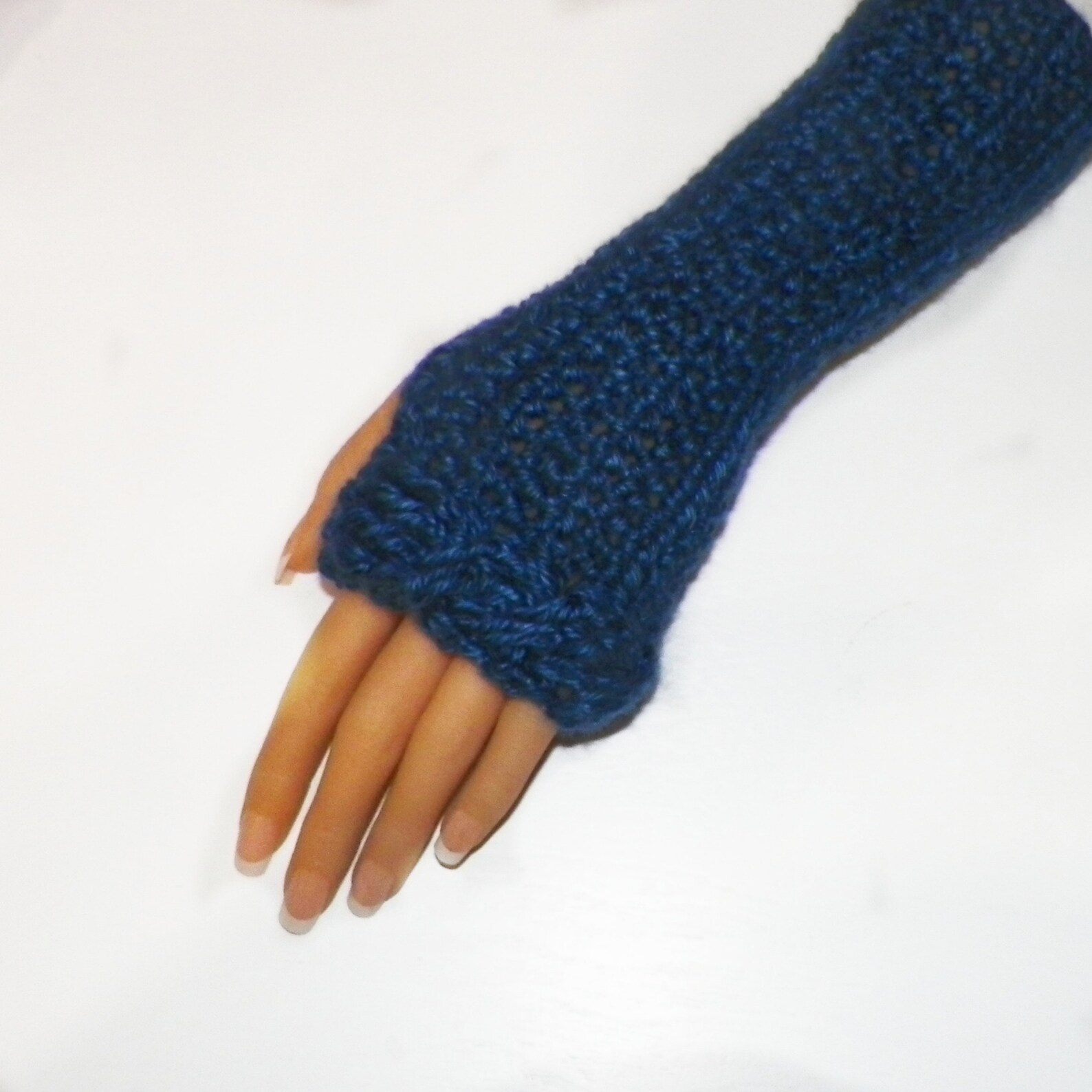 Gloves Fingerless Long Knit Blue Outlander Celtic Irish | Etsy