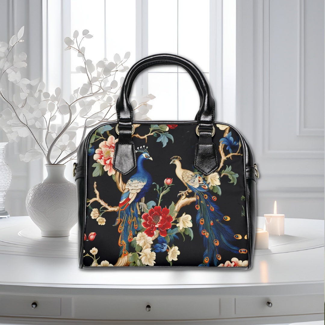 Chinoiserie Inspired Bag Asian Cottagecore Peacock Shoulder Handbag Art ...