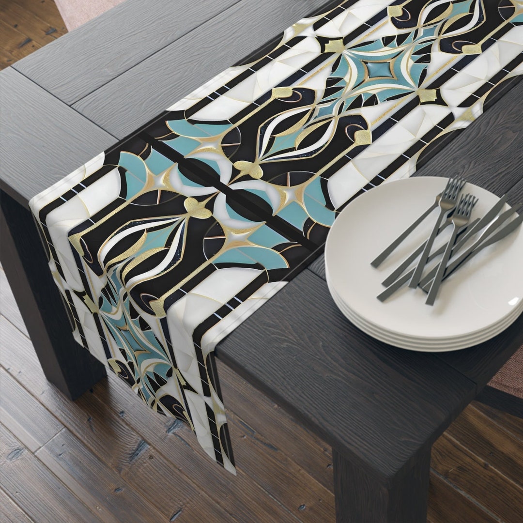 Copy of Table Runner Gold Black Gatsby Table Cloth Art Deco 1920s Style ...