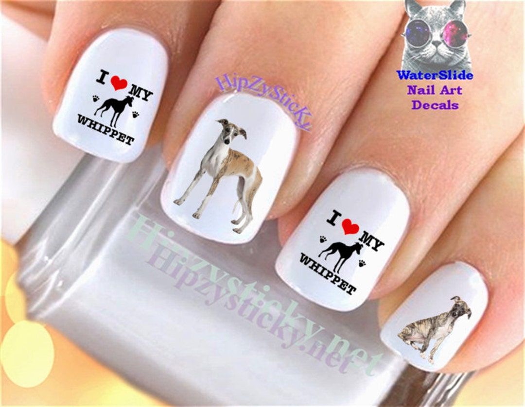 DOG BREED Nail Decals "whippet Dog #3 Brown Puppy" Nail Art Set#179 ...