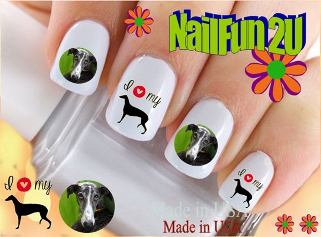DOG BREED Nail Decals greyhound Dog 2 Silhouette - Etsy