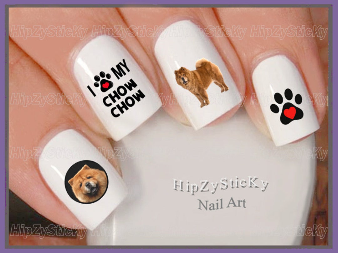 DOG BREED Nail Decals "i Love My Chow Chow Dog" Nail Art Set Waterslide ...