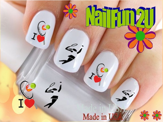 SPORTS Nail Decals I love Tennis Racquet Nail Art | Etsy
