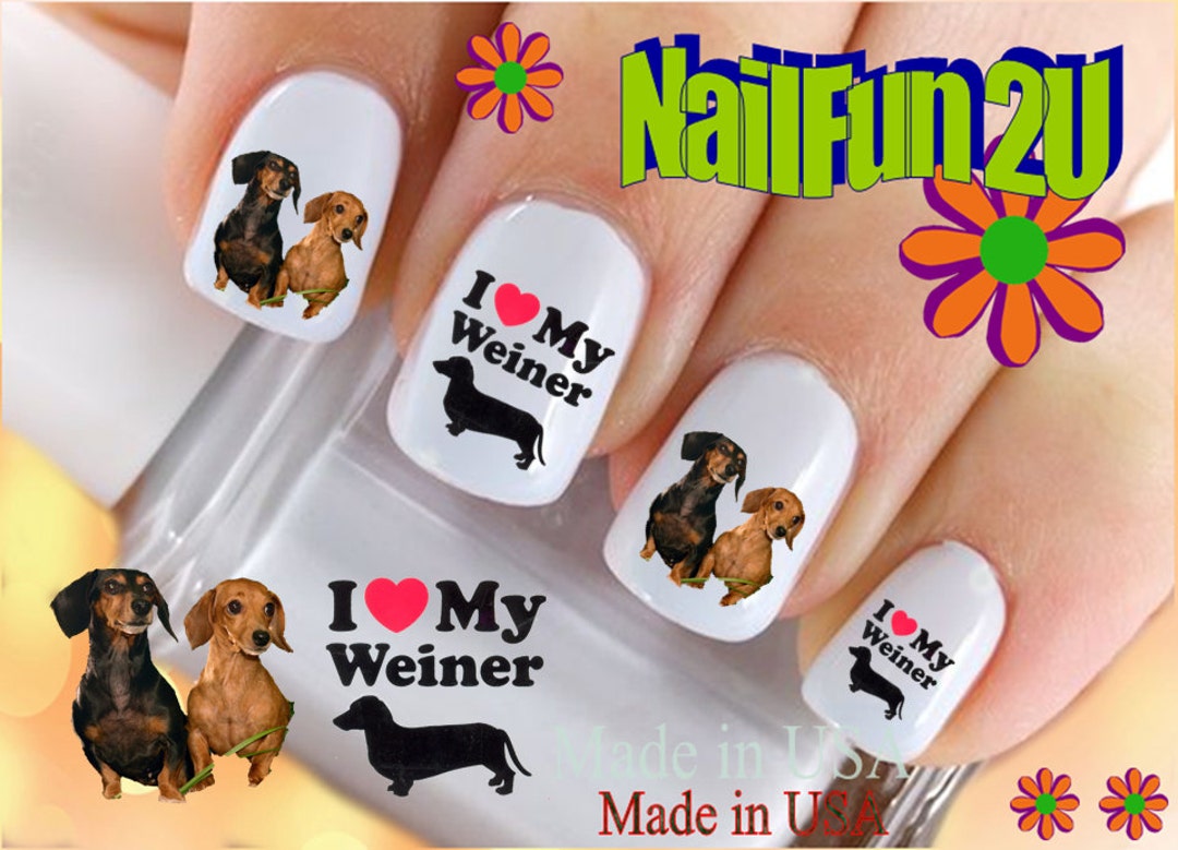 DOG BREED Nail Decals "dachshund I Love My Weiner Dog" Nail Art Set#127 ...