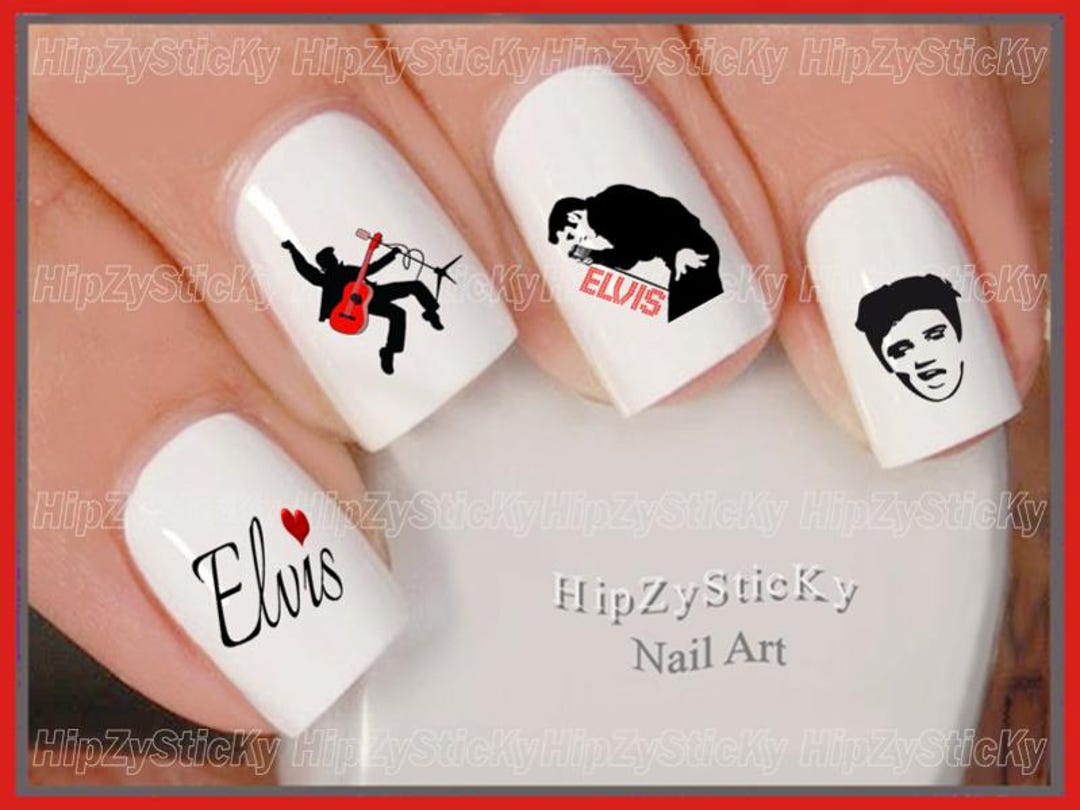CHARACTER Nail Decals Singer Portrait Microphone Rock N Roll Nail Art ...