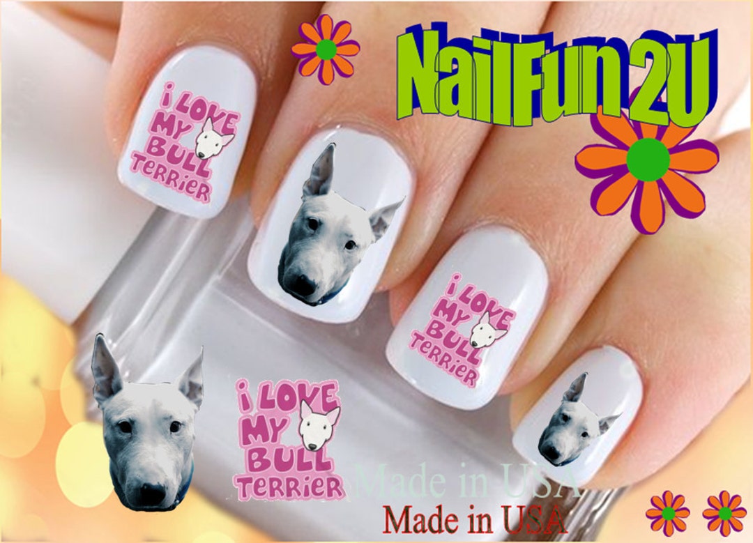 DOG BREED Nail Decals "love My Bull Terrier Dog" Nail Art Set#117 ...
