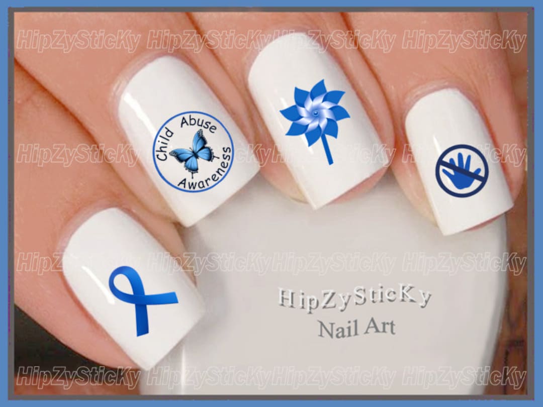 SYMBOL Nail Decals "child Abuse Awareness Blue Ribbon Pinwheel" Nail ...