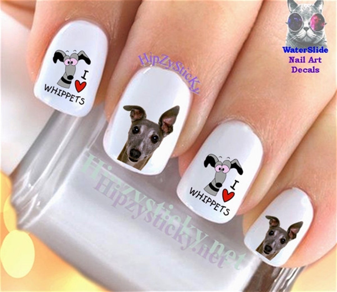 DOG BREED Nail Decals "whippet Dog #2 Love Face" Nail Art Set#178 ...