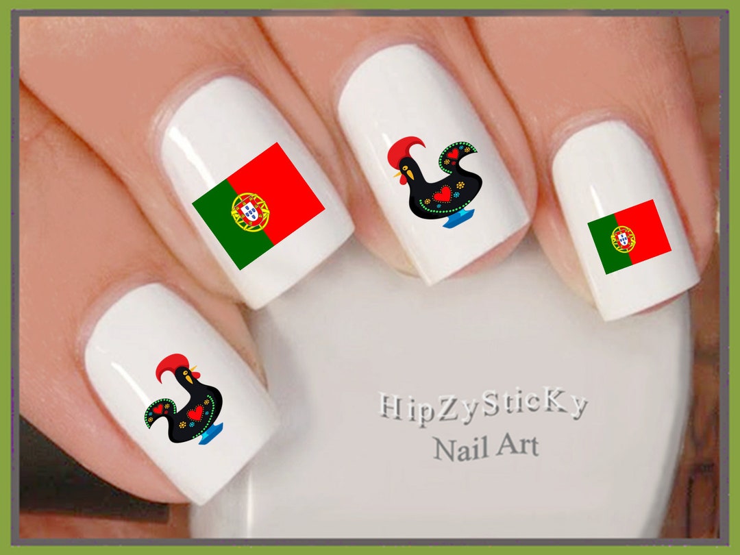COUNTRIES Nail Decals "portugal Flag Fun Icon Rooster" Nail Art Set ...