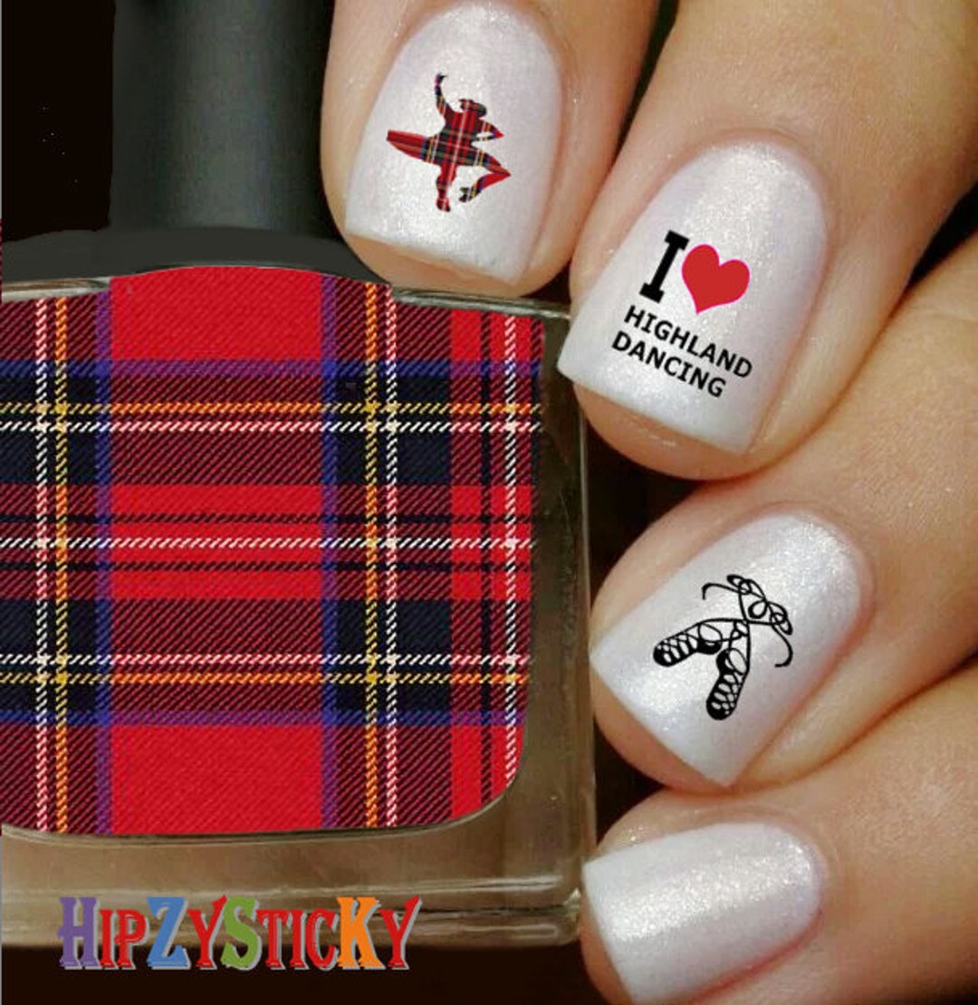 SPORTS Nail Decals "i Love Highland Dance Kilt Plaid" Nail Art Set#324 ...