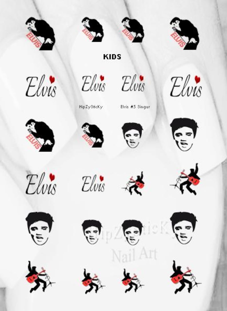 CHARACTER Nail Decals Singer Portrait Microphone Rock N Roll Nail Art ...