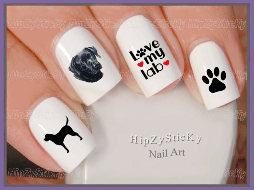 DOG BREED Nail Decals "love My Black Lab Retriever Dog" Nail Art Set ...