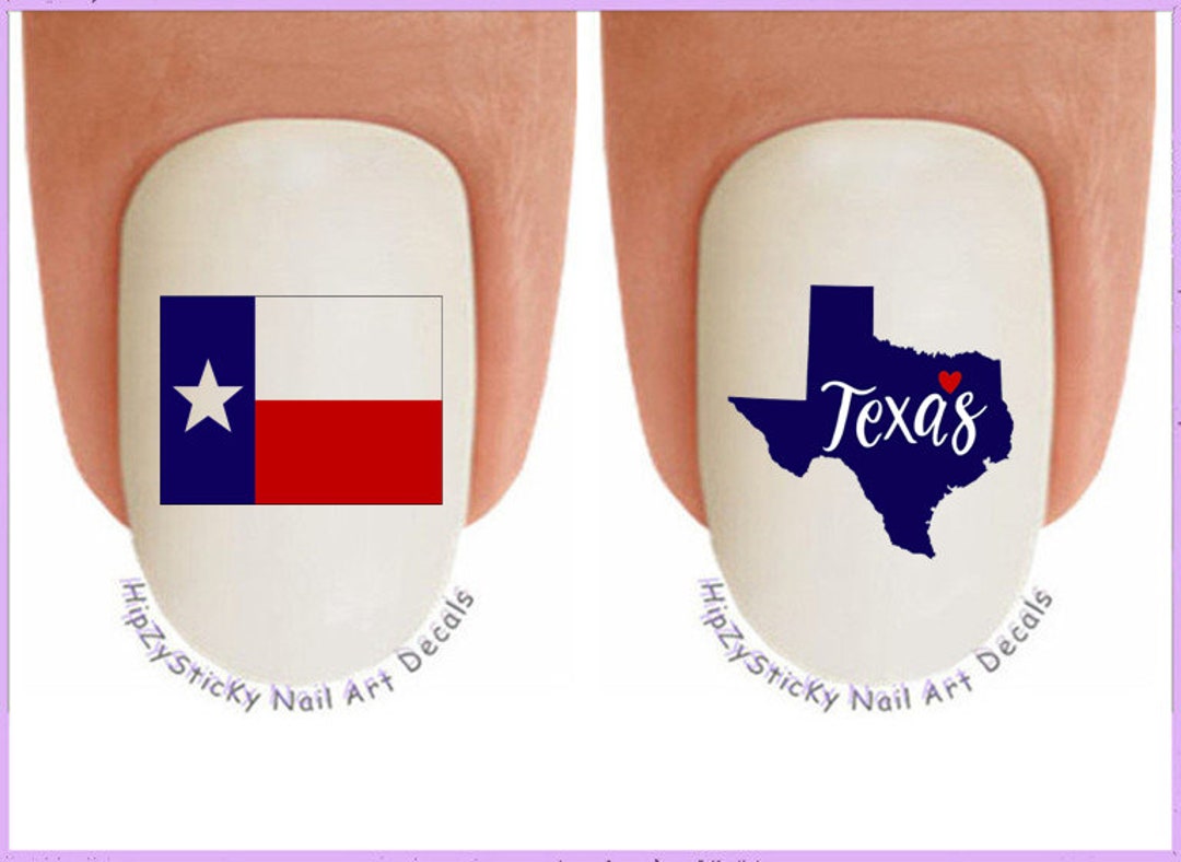 COUNTRIES Nail Decals US Texas Flag Love State of Texas Nail Art Set ...