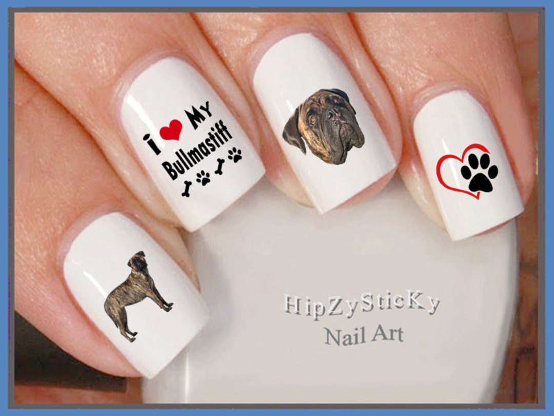 DOG BREED Nail Decals "i Love My Bullmastiff Brindle Dog" Nail Art ...