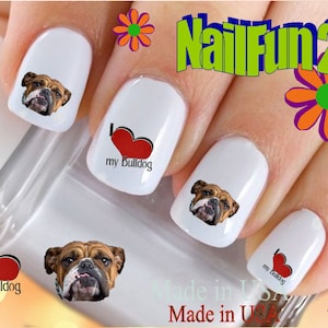 DOG BREED Nail Decals "i Love My Bulldog Red Heart" Nail Art Set#118 ...