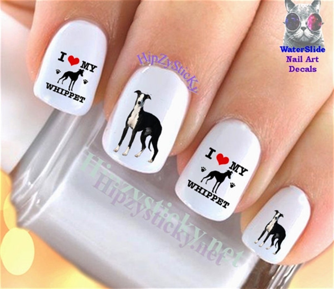 DOG BREED Nail Decals "whippet Dog #1 Black" Nail Art Set#177 ...