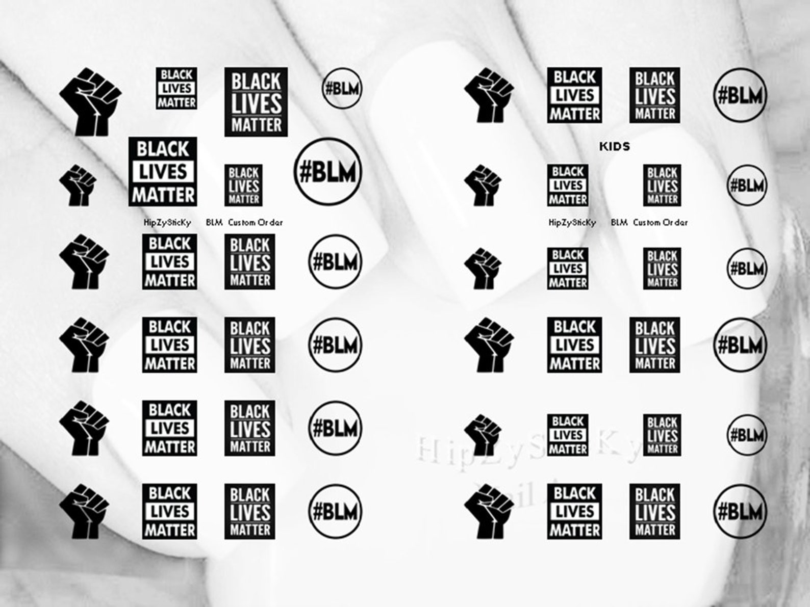 SYMBOL Nail Decals black Lives Matter BLM Fist | Etsy