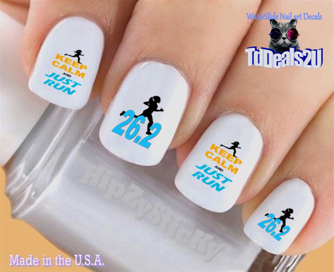 SPORTS Nail Decals "keep Calm Just Run Marathon 26.2" Nail Art Set#324 ...
