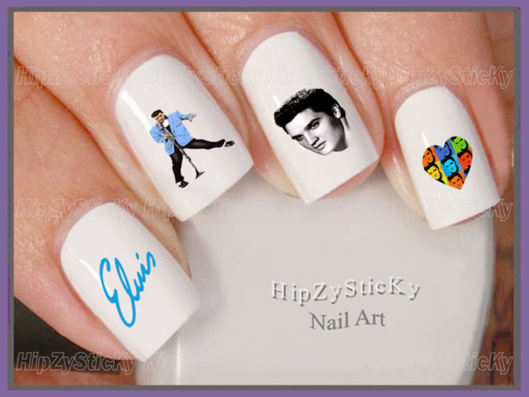 CHARACTER Nail Decals Singer Blue Jacket Rock N Roll Nail Art Set ...