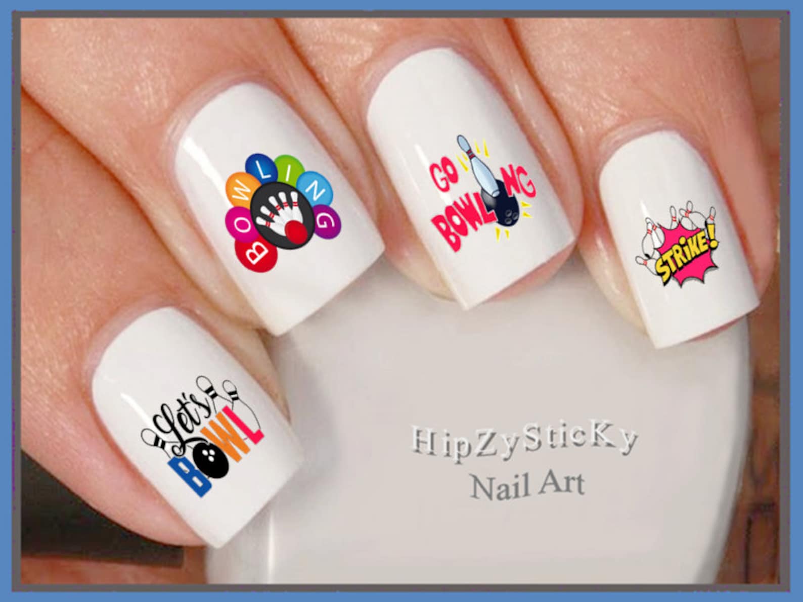 SPORTS Nail Decals Bowling #1 Go Bowling Strike Pins Nail Art Set#301s4 ...
