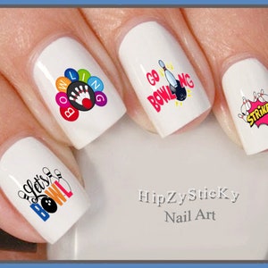 SPORTS Nail Decals Bowling #1 Go Bowling Strike Pins Nail Art Set#301s4 ...
