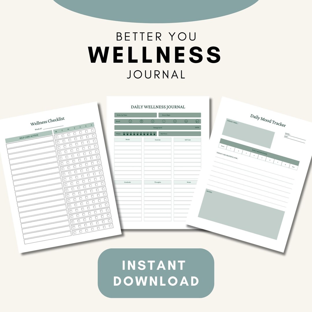 Wellness Journal Printable Self-care Planner Health and Wellness ...