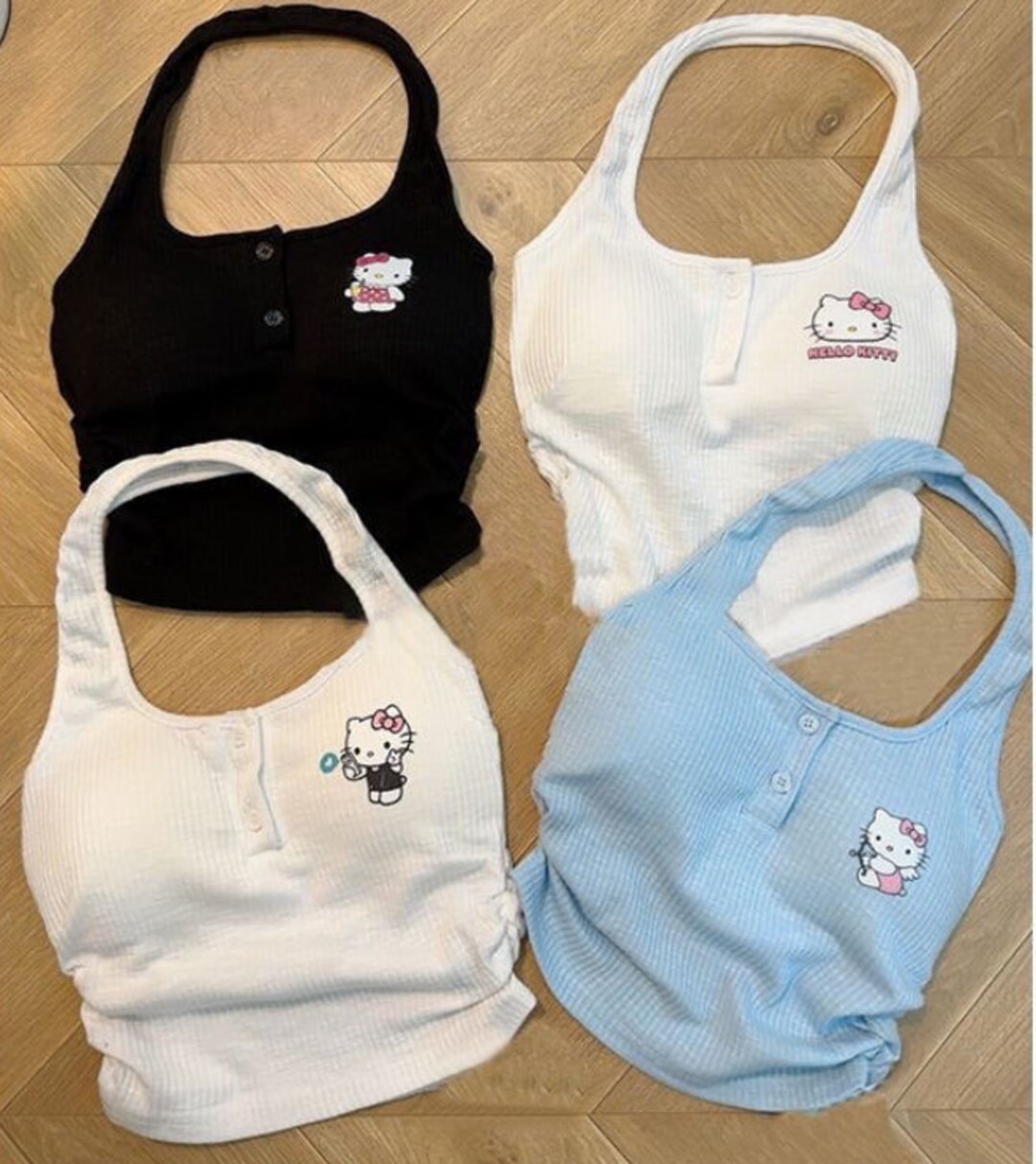Sanrio Hello Kitty Blau Rosa Tank Tops für Frauen Licht Sommer Neue ...