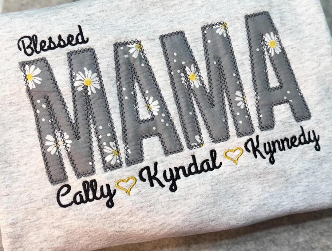 Blessed Mama Applique Design for 5 SIZES Mom PES 7 Formats Machine ...